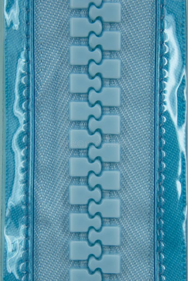 Blue Zipper Plastic Fabric Macro for Cloth Industry Stock Image - Image ...