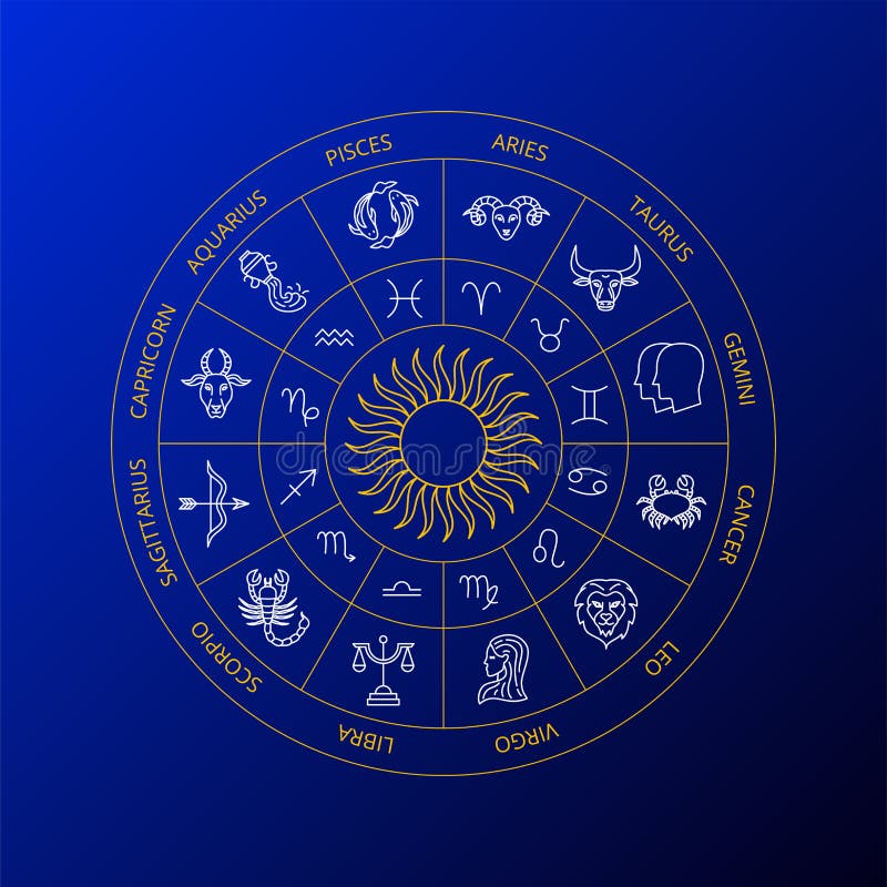 Blue Zodiac Circle stock vector. Illustration of zodiac - 254249458