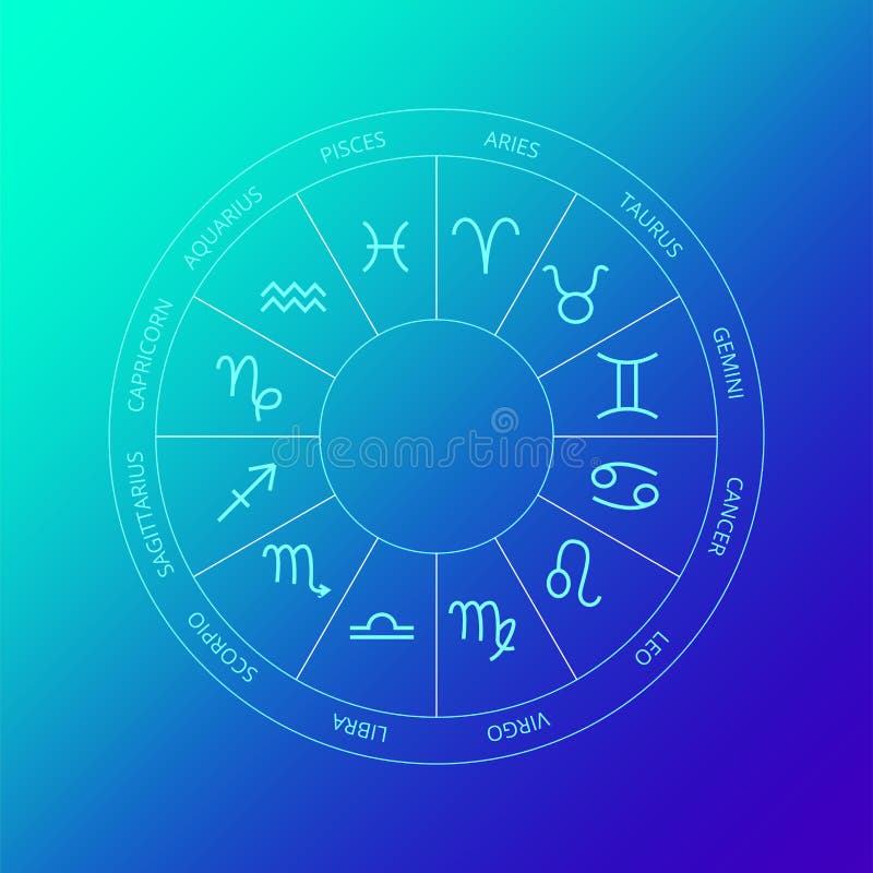 Zodiac Horoscope Line Circles Set Colorful Stock Vector - Illustration ...