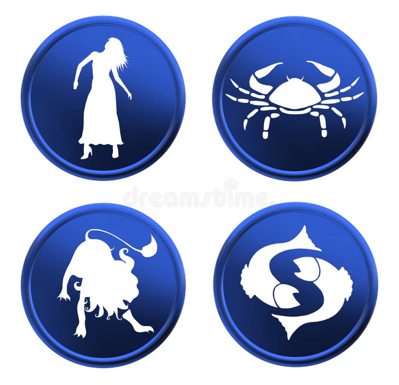 Blue zodiac signs - set 2 stock illustration. Illustration of astrology ...