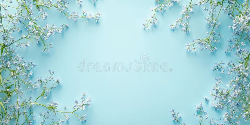 Bluebell Blue and Pastel Blue Frame Illustrations on White Background ...