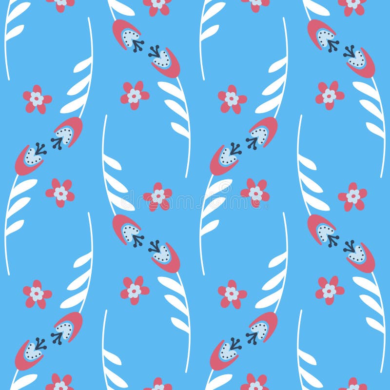 Bluebell Flower Pattern on Blue Background Seamless Pattern for Design ...