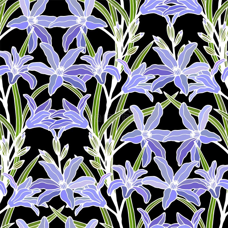 Bluebell Flowers Seamless Pattern. Vector Stock Illustration Eps10 ...
