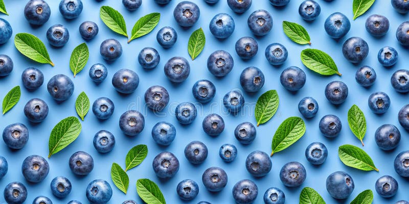 Blueberries Arranged in a Seamless Pattern on a Blue Backdrop ...
