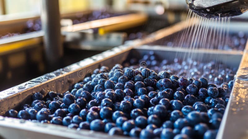 Blueberries Being Washed in a Food Processing Plant Stock Illustration ...