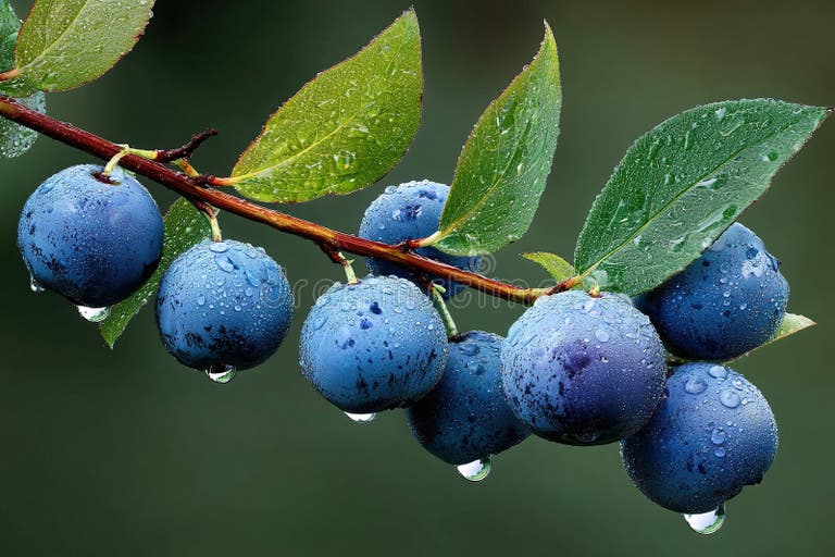 Blueberries on a Blueberry Tree Branch. Generative Ai Stock Photo ...