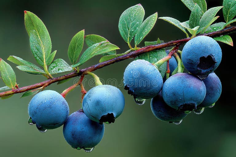 Blueberries on a Blueberry Tree Branch. Generative Ai Stock Image ...