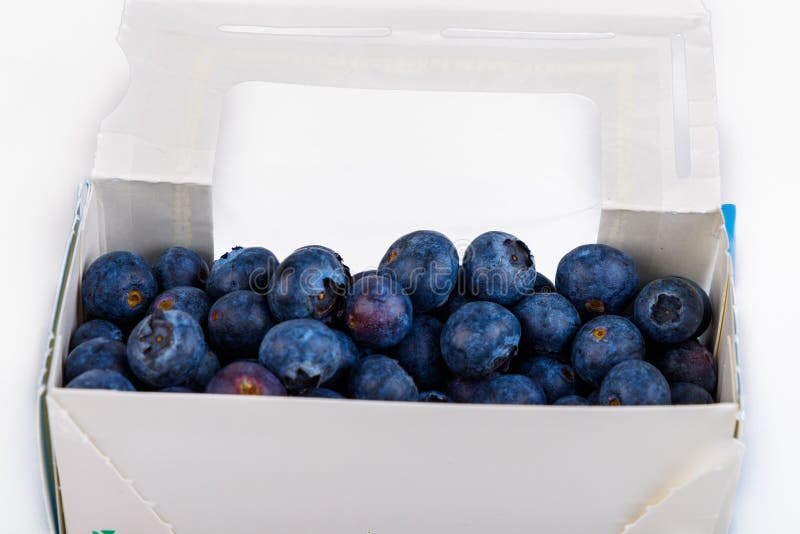 Blueberries in a Box are Sitting on a White Surface Stock Image - Image ...
