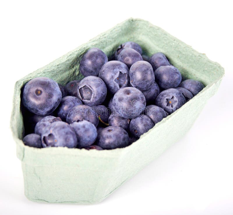 Blueberries in Box - White Backhround Stock Image - Image of edible ...
