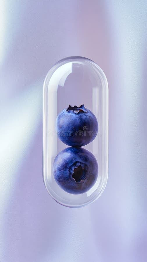 Blueberries Encapsulated on Soft Gradient Background, Modern Art ...