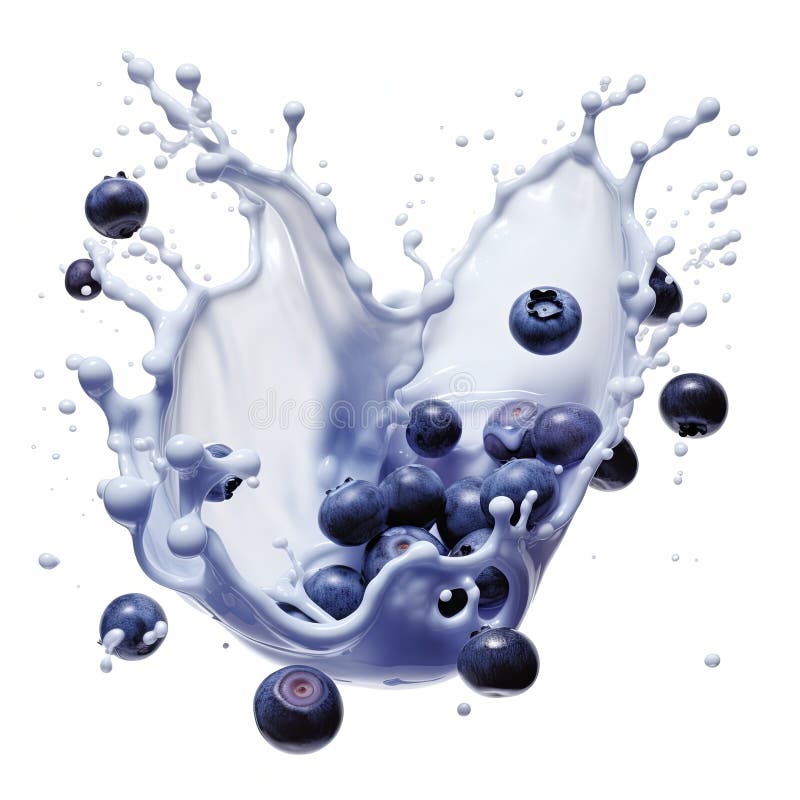 Blueberries Falling into a Pool of Refreshing Blue Juice with Splash on ...