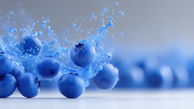 Floating Blueberries Create a Vibrant Abstract Splash in a High ...
