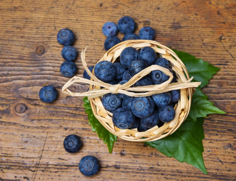 Blueberries in a Little Basket Stock Image - Image of blueberry, blue ...