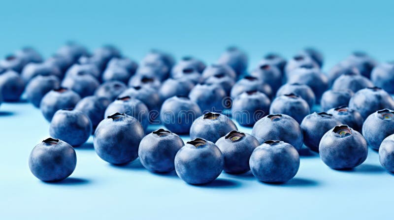 Blueberries on Pastel Blue Background. Stock Illustration ...