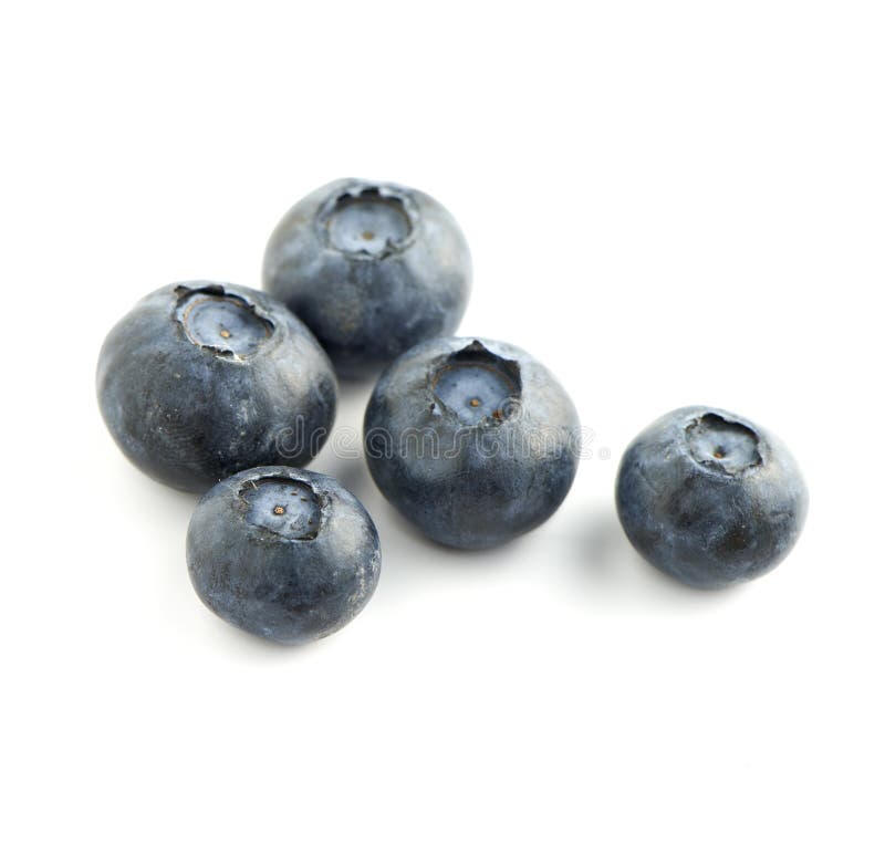 Group Of Five Blueberries Isolated On White Stock Photo - Image of path ...
