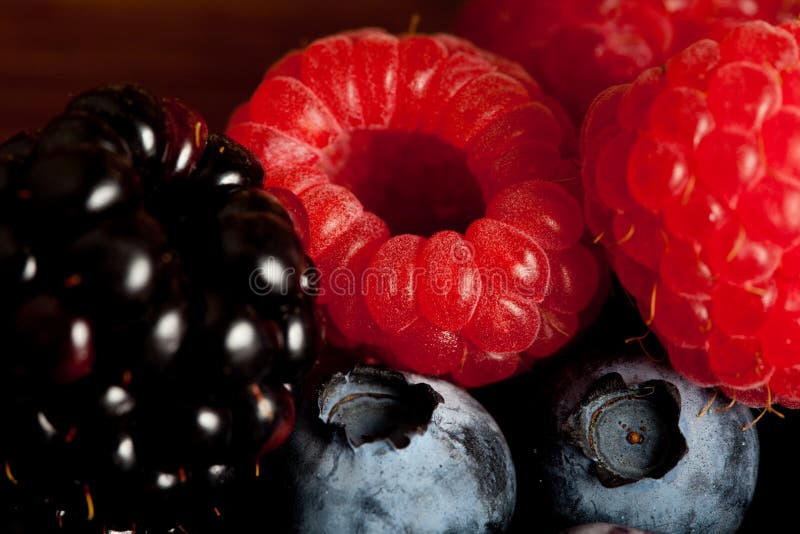 Blueberries and Raspberries Stock Photo - Image of diet, blueberry ...