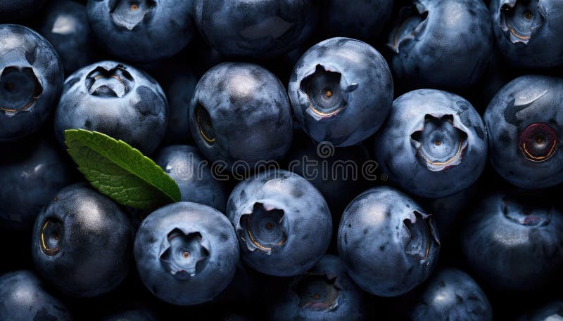 Blueberries Realistic Detailed Image Top Down Point View Shot. Stock ...