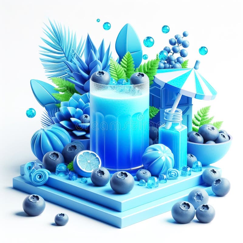 Blueberries Refreshment, Cool Drink. Illustration of Fresh and Healthy ...