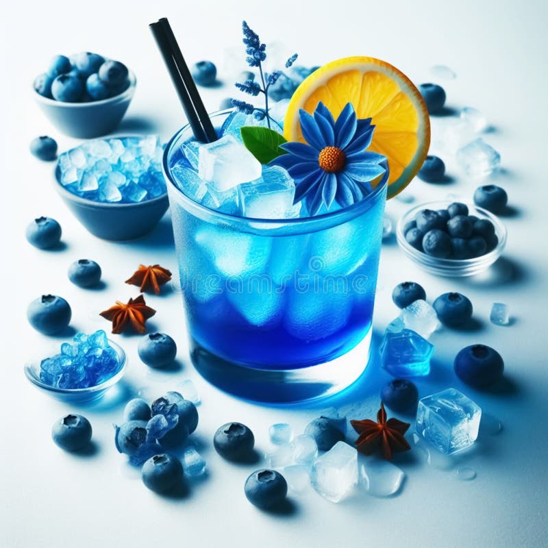 Blueberries Refreshment, Cool Drink. Illustration of Fresh and Healthy ...