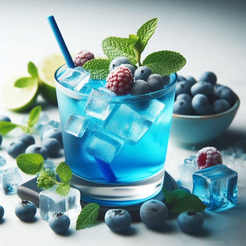 Blueberries Refreshment, Cool Drink. Illustration of Fresh and Healthy ...