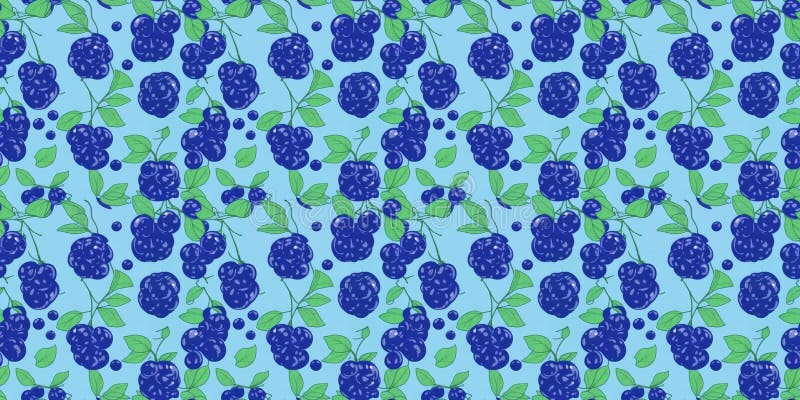 Blueberries Seamless Pattern Repeating Pattern Flat Design Animated ...