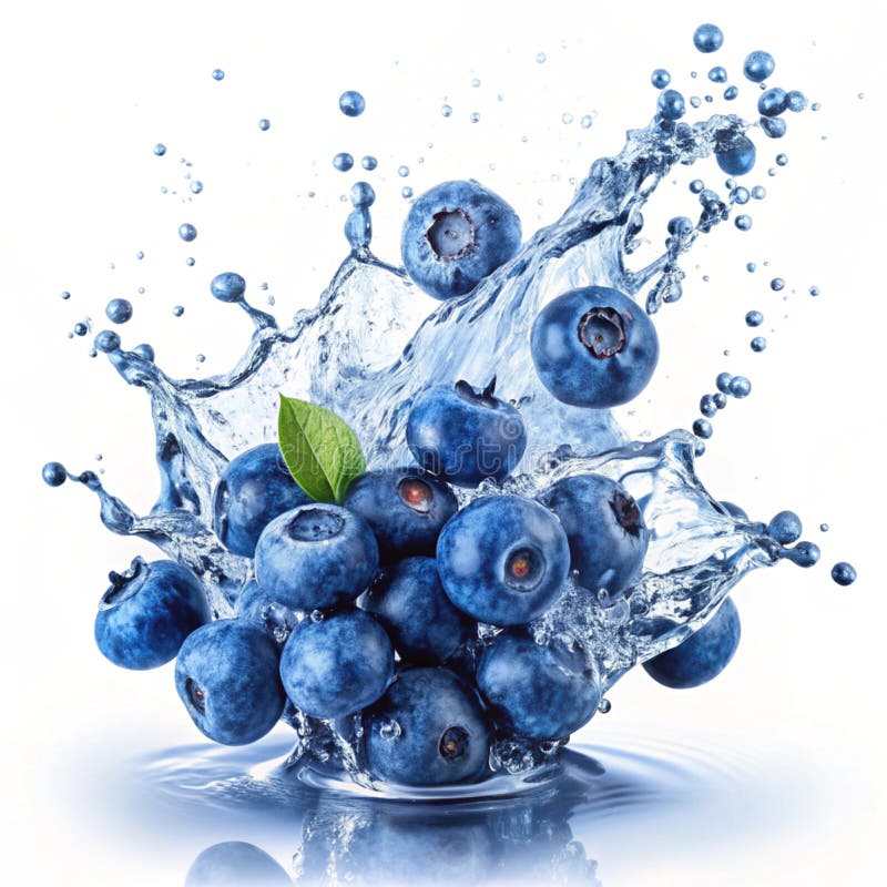 Blueberries Splash Isolated on White Background Stock Illustration ...