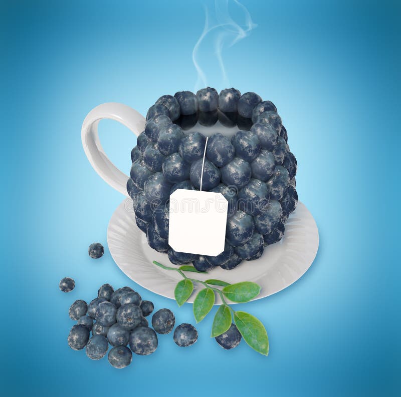 Blueberries tea cup stock illustration. Illustration of healthy - 55597760
