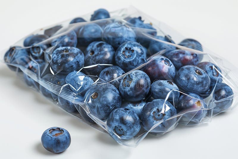 Blueberries in Vacuum Packaging on a White Table. Stock Photo - Image ...