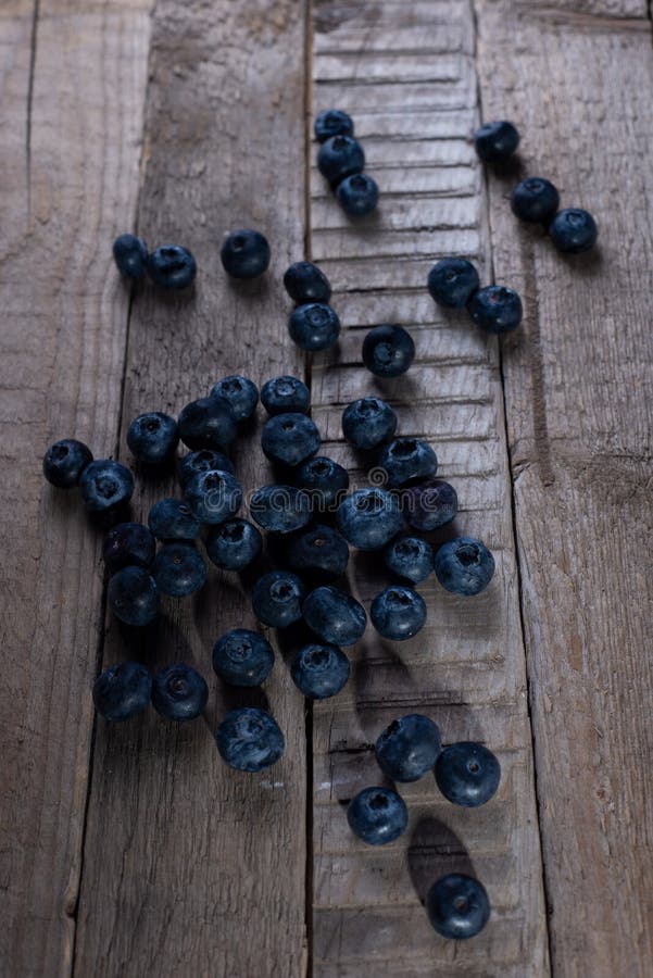 Blueberries on a Wooden Table in a Rustic Style Stock Image - Image of ...