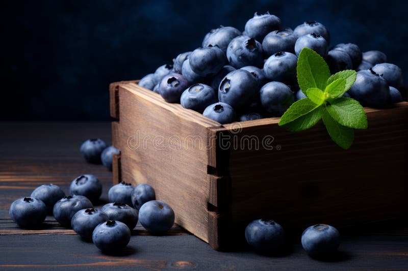 Blueberry Abstract Background Low Level. Blueberries in a Box Stock ...