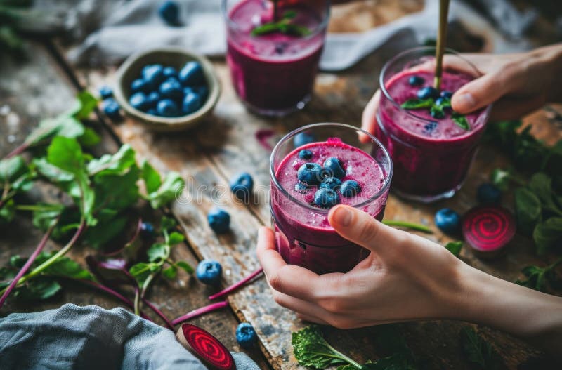Blueberry and Beet Juice Smoothie Stock Photo - Image of fruity ...