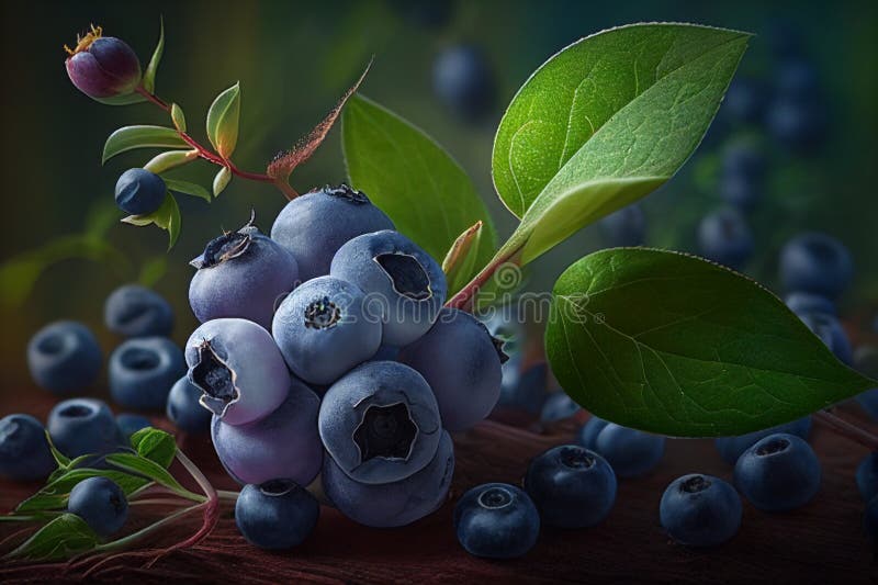 Blueberry Blue Berry Growing. AI Generated Stock Illustration ...