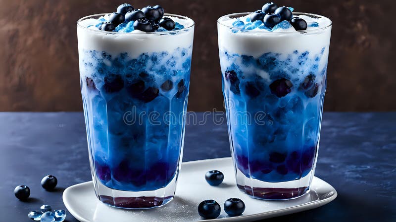 Blueberry Boba Drink Topped with Fresh Blueberries Stock Illustration ...