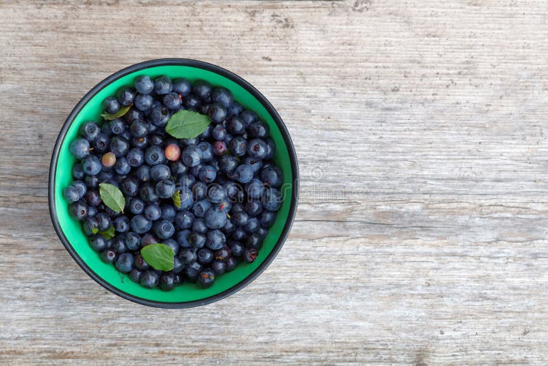 Blueberry in a Bowl from Above on a Plank Stock Photo - Image of ...