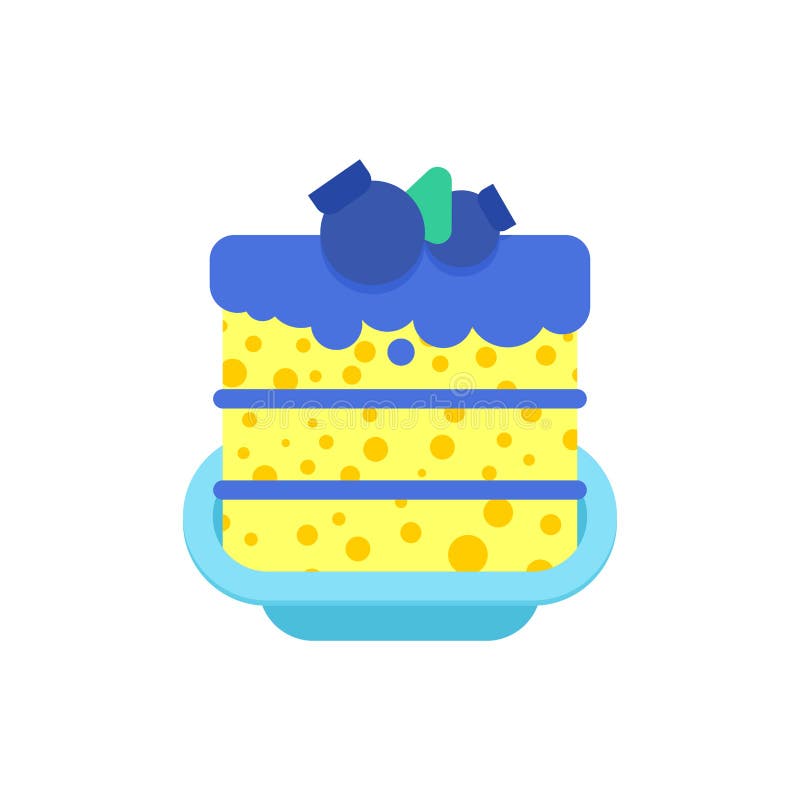 Blueberry Cake Piece in Plate Cartoon Sweets Vector Illustration Stock ...