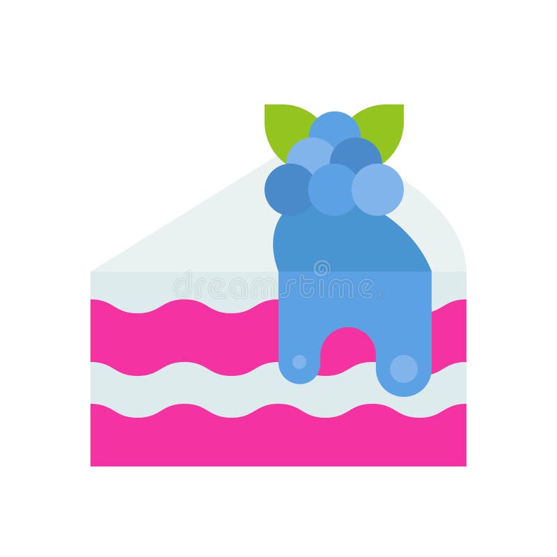 Blueberry Cake Vector Illustration, Flat Style Icon Stock Vector ...