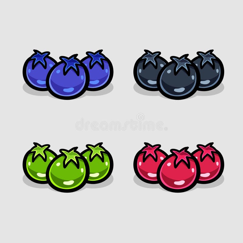 Blueberry Cartoon with Four Color Different. Simple Effect Stock Vector ...