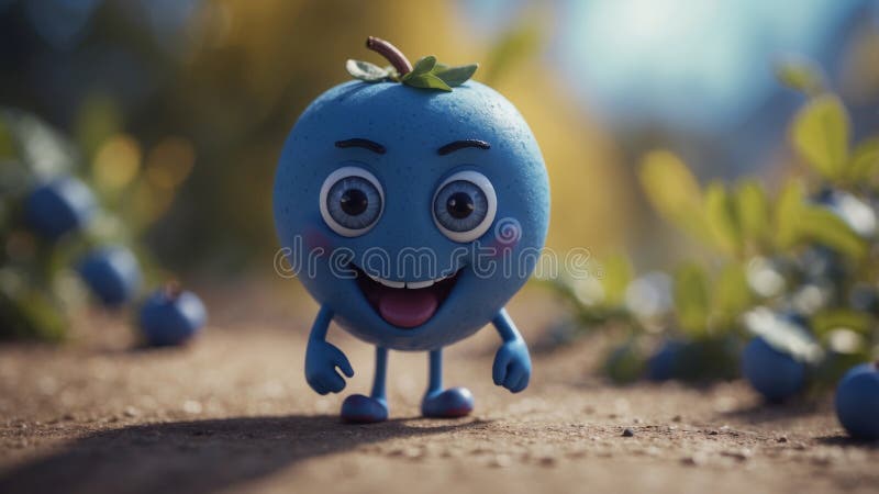 Blueberry Character with a Funny Expression. Stock Image - Image of ...
