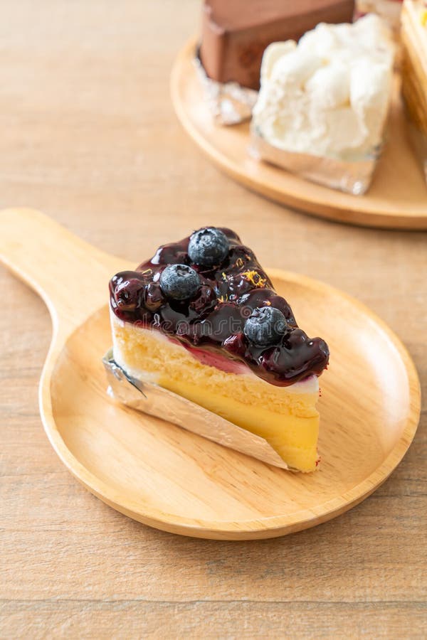 Blueberry Cheese Cake on Plate Stock Image - Image of crust, cold ...