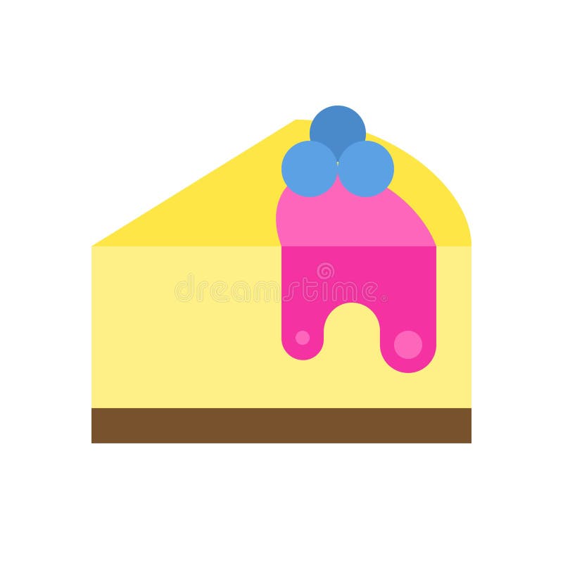 Blueberry Cheesecake Vector Illustration, Flat Style Icon Stock Vector ...