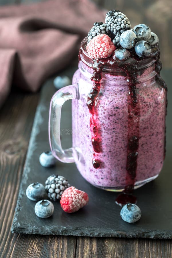 Blueberry Chia Seed Pudding Stock Photo - Image of dark, food: 119914816