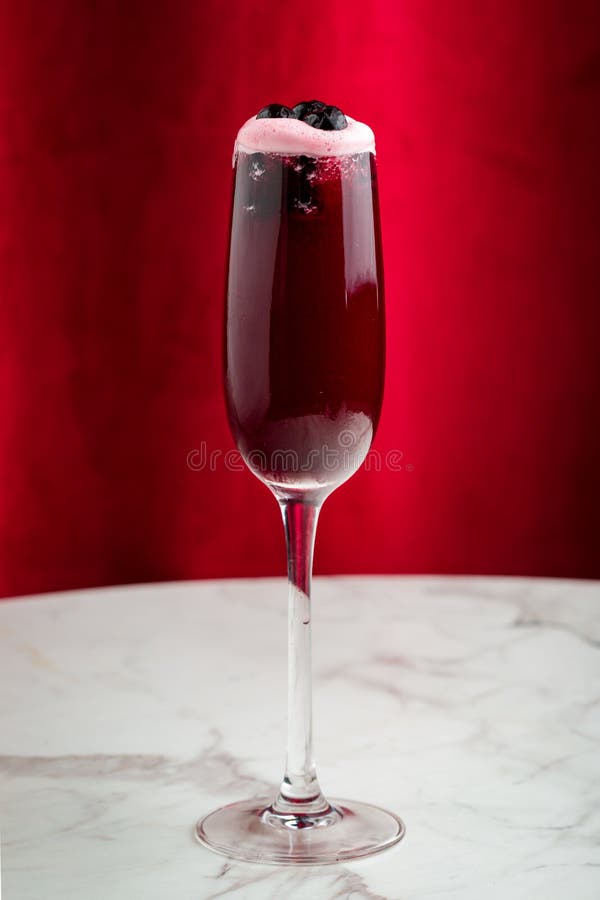 Blueberry Cocktail on Glass Flute Stock Photo - Image of table, flute ...