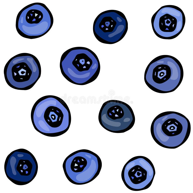 Blueberry Doodle Style Vector Design, Isolated on White Background ...