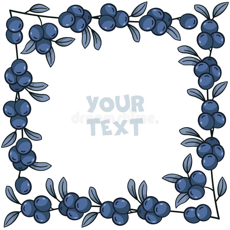 Blueberry Frame Isolated on White Background. Stock Illustration ...