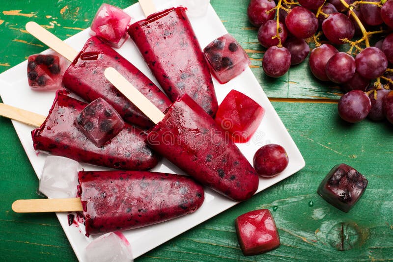Blueberry and Grape Ice Cream on a Stick Stock Photo - Image of organic ...