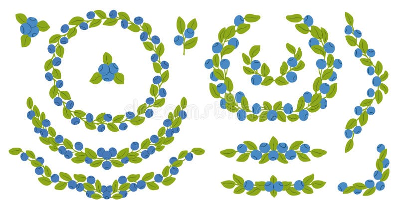 Blueberry Graphic Design Element Set with Colored Fruit Frames ...