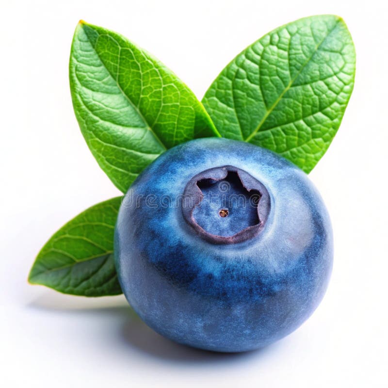 Blueberry with Green Leaves Isolated Stock Illustration - Illustration ...