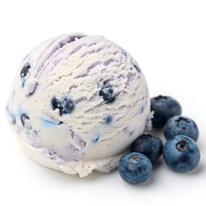 Blueberry Ice Cream Ball Isolated on White Background Stock ...
