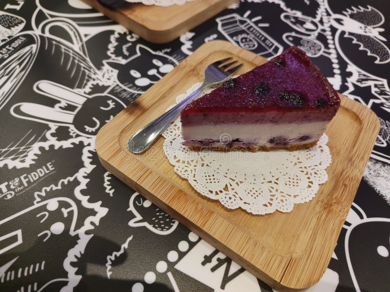 Blueberry Ice Cream Cake in a Cafe Stock Photo - Image of cake ...