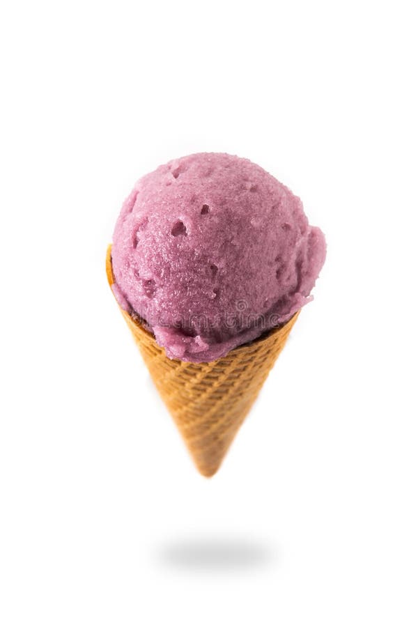 Blueberry Ice Cream Cone Floating in the Air Stock Image - Image of ...